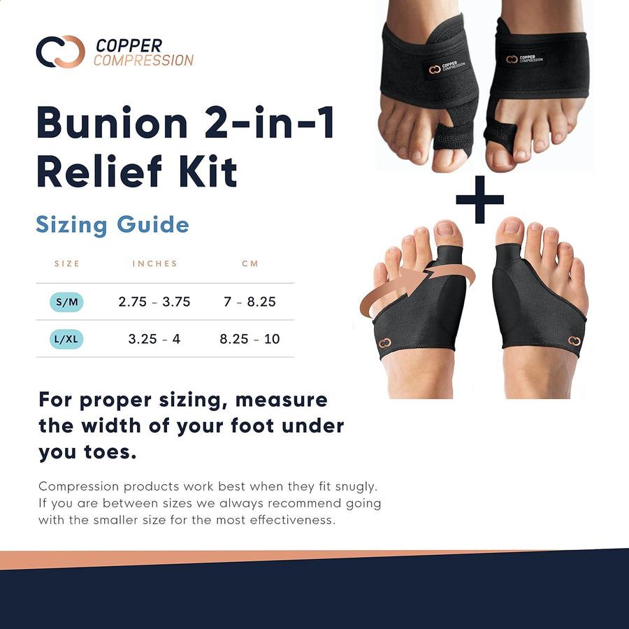 Bunion Relief Kit - Cushion Relief Sleeve and Bunion Splint – Copper ...