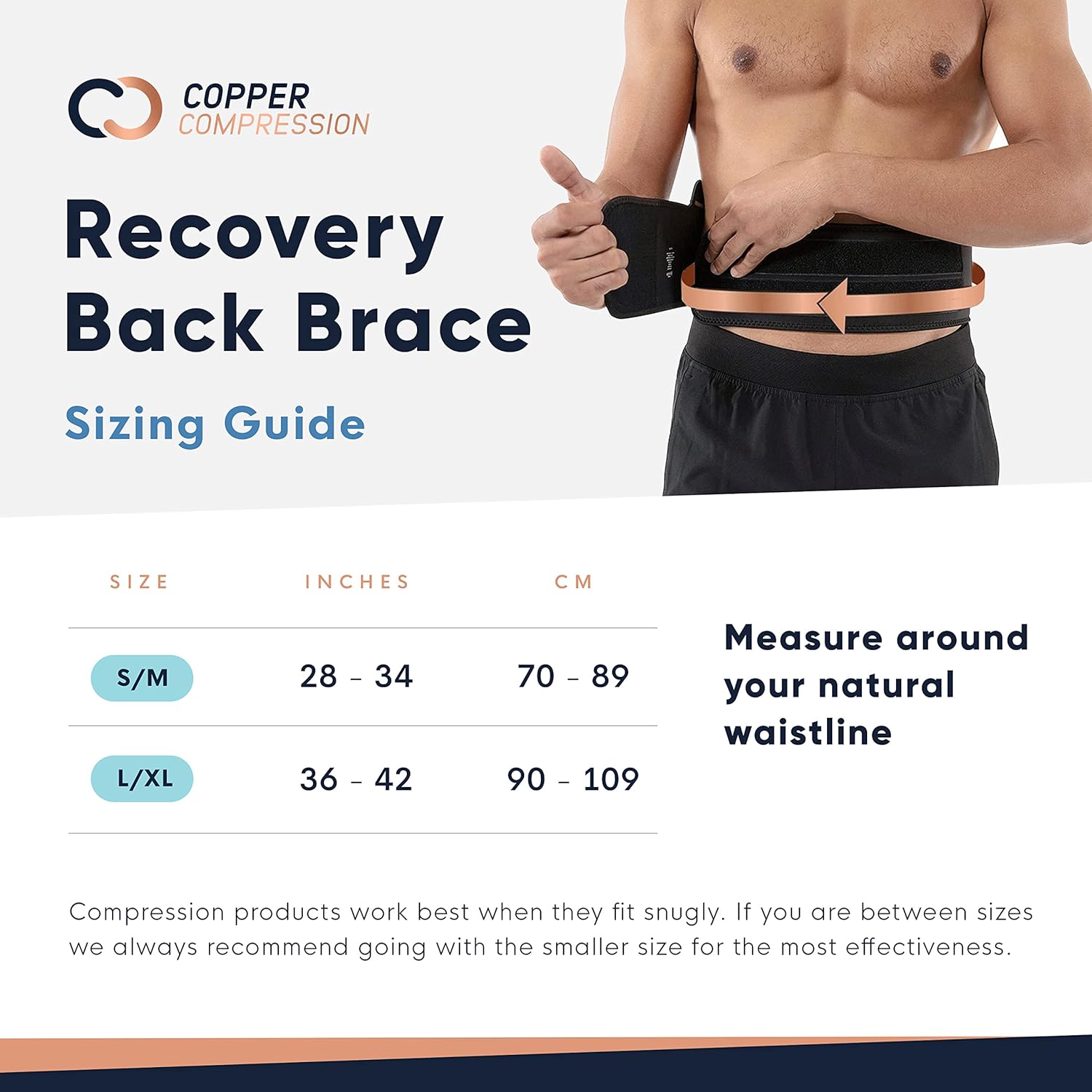 Copper Compression Back Brace - Lower Back & Lumbar Support