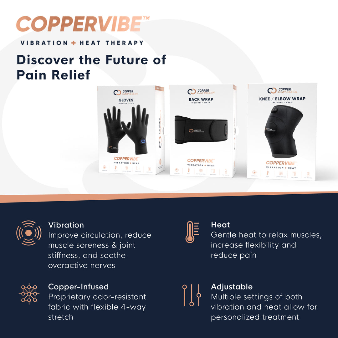 Vibration+Heat Therapy Gloves – Copper Compression