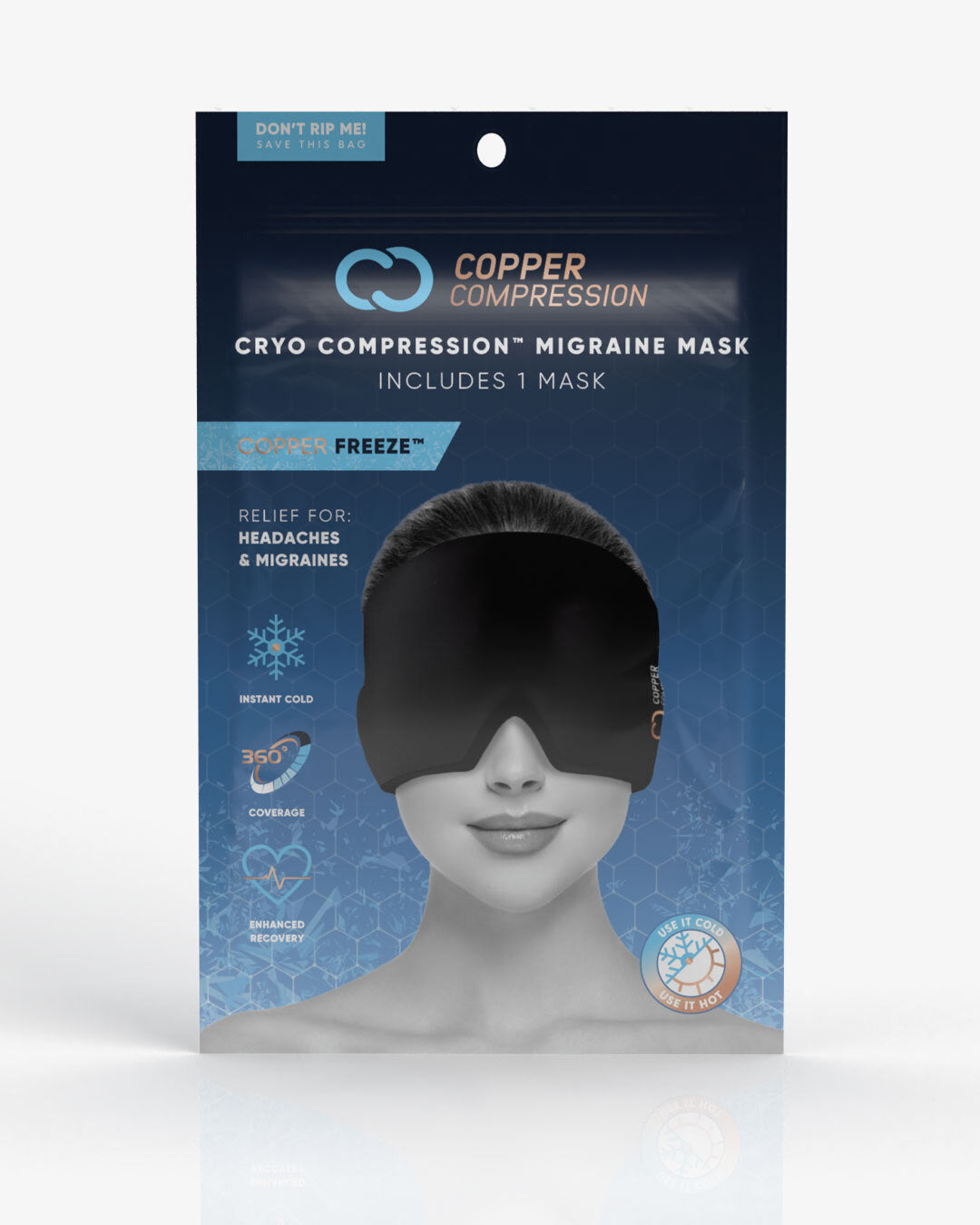 CopperFreezeCryo Compression™ Migraine Mask – Copper Compression