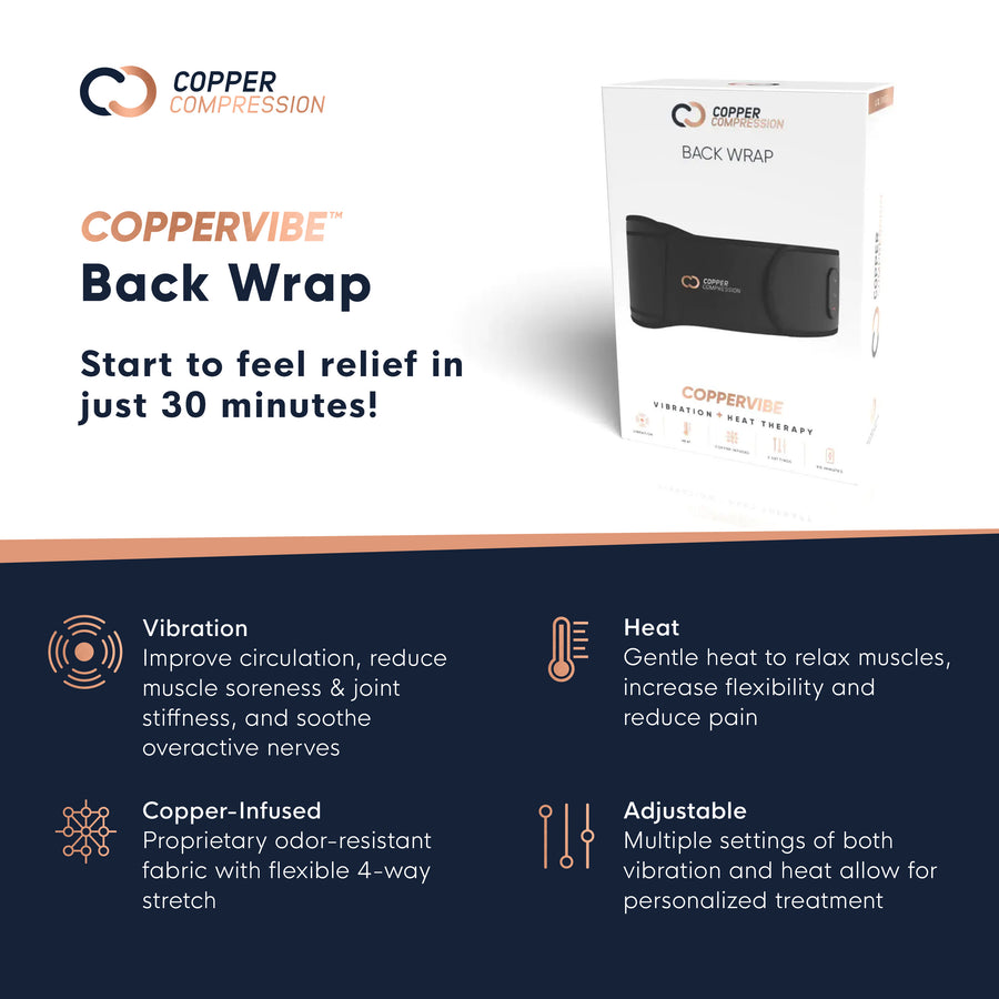 Vibration+Heat Therapy Back Wrap – Copper Compression
