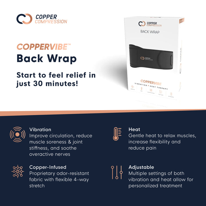 CopperVibe Vibration+Heat Therapy Back Wrap & Copper Compression