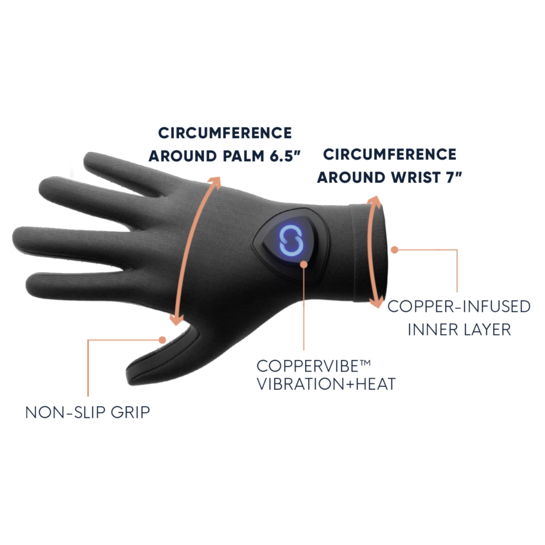Vibration+Heat Therapy Gloves – Copper Compression
