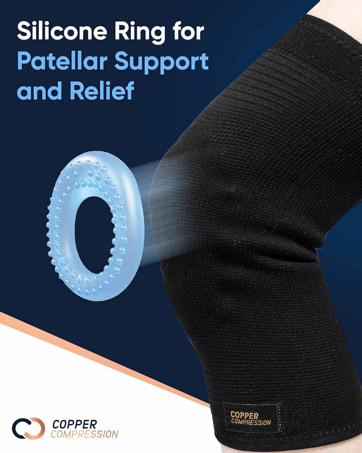 PowerKnit™ Knee Sleeve with Patella Stabilizer – Copper Compression