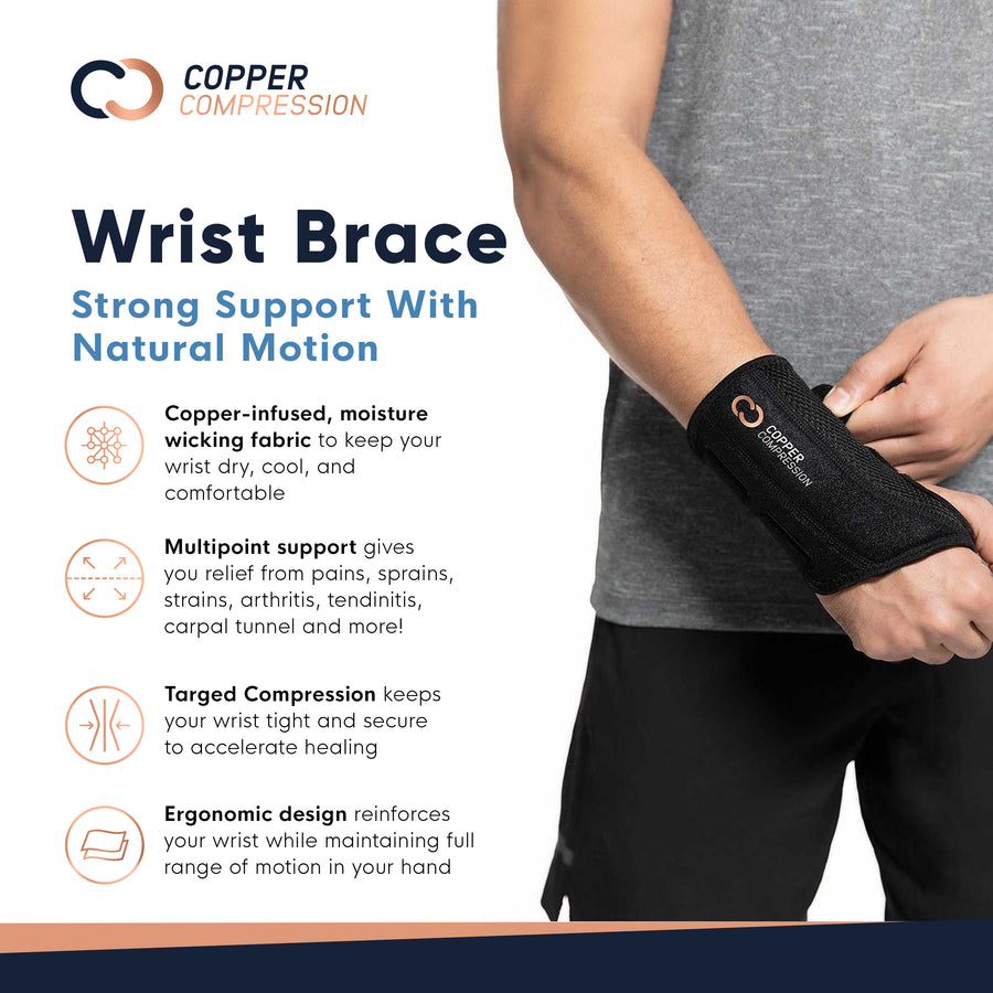 Copper Wrist Brace for Left or Right Hand - Custom Unisex Fit – Copper ...